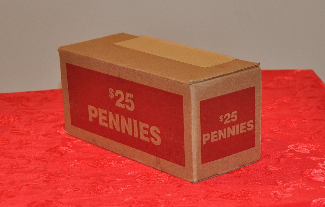 BANK BOX of PENNIES 50 Rolls Unopened Unsearched Lots of Copper - Etsy