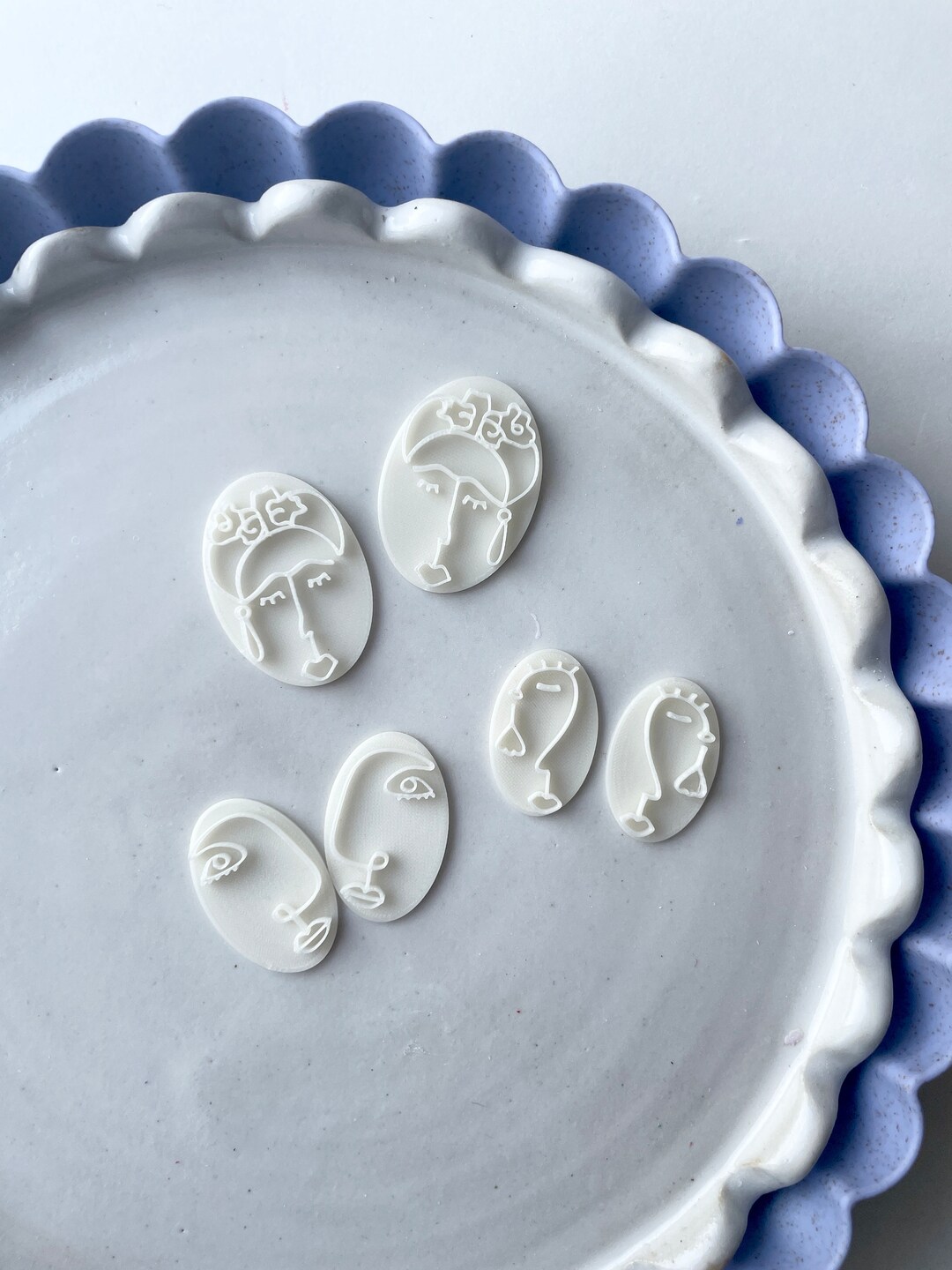 Abstract Face Clay Embossing Stamps Polymer Clay Frida Stamp Face Line ...