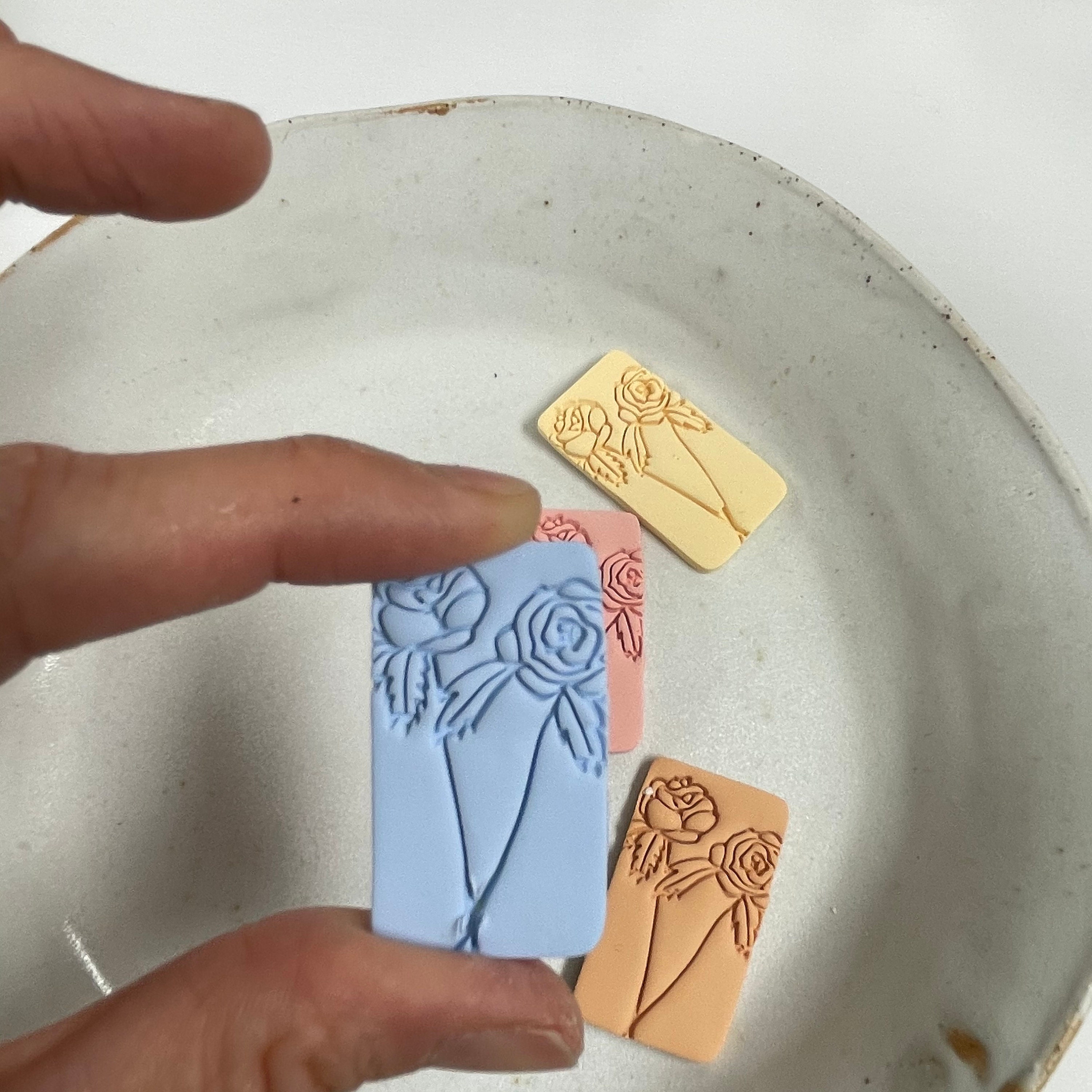 Rose Polymer Clay Stamps | Embossing Botanical Stamps | Floral Soap ...