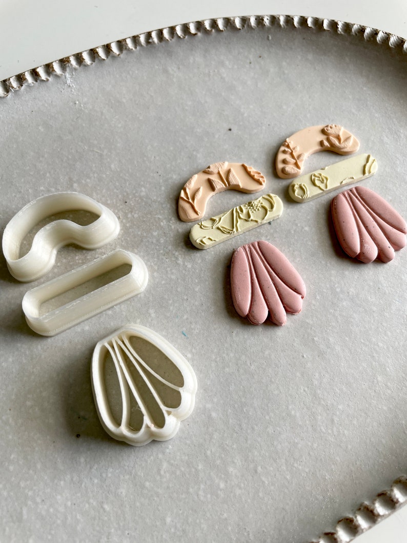 Polymer Clay Shape Cutter Set Combo | Art Deco Embossing Arch Stud ...