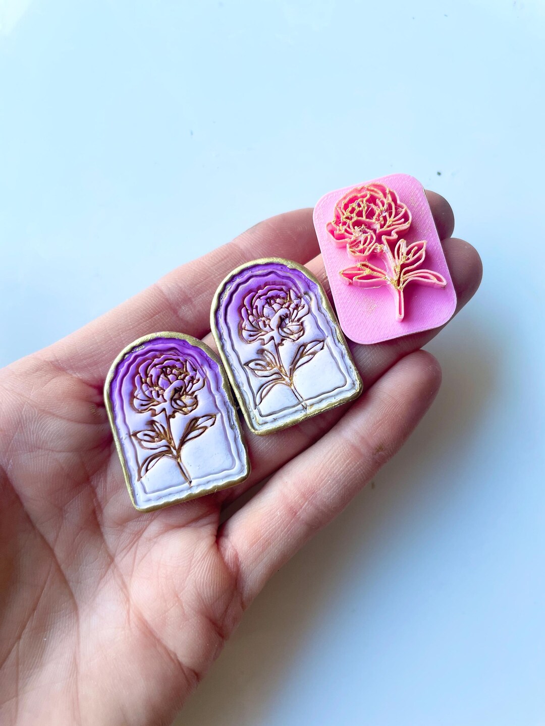 Peony Polymer Clay Stamps | Embossing Botanical Stamps | Floral Soap ...