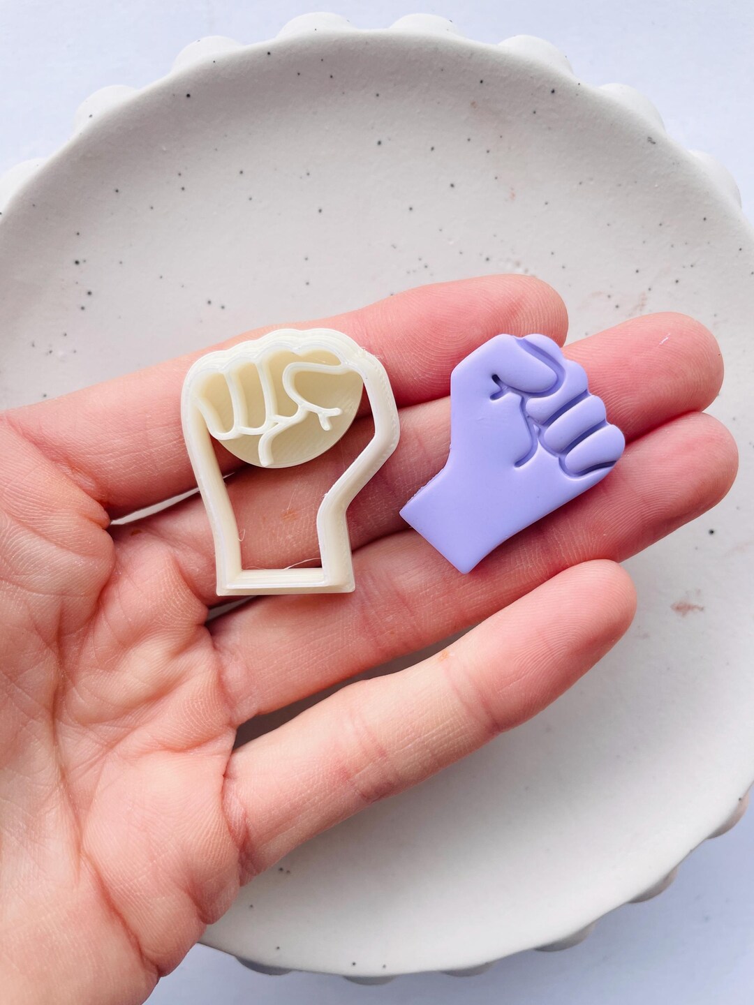 Shape Cutter Embosser | Raised Fist Polymer Clay Stamp | Clenched Fist ...