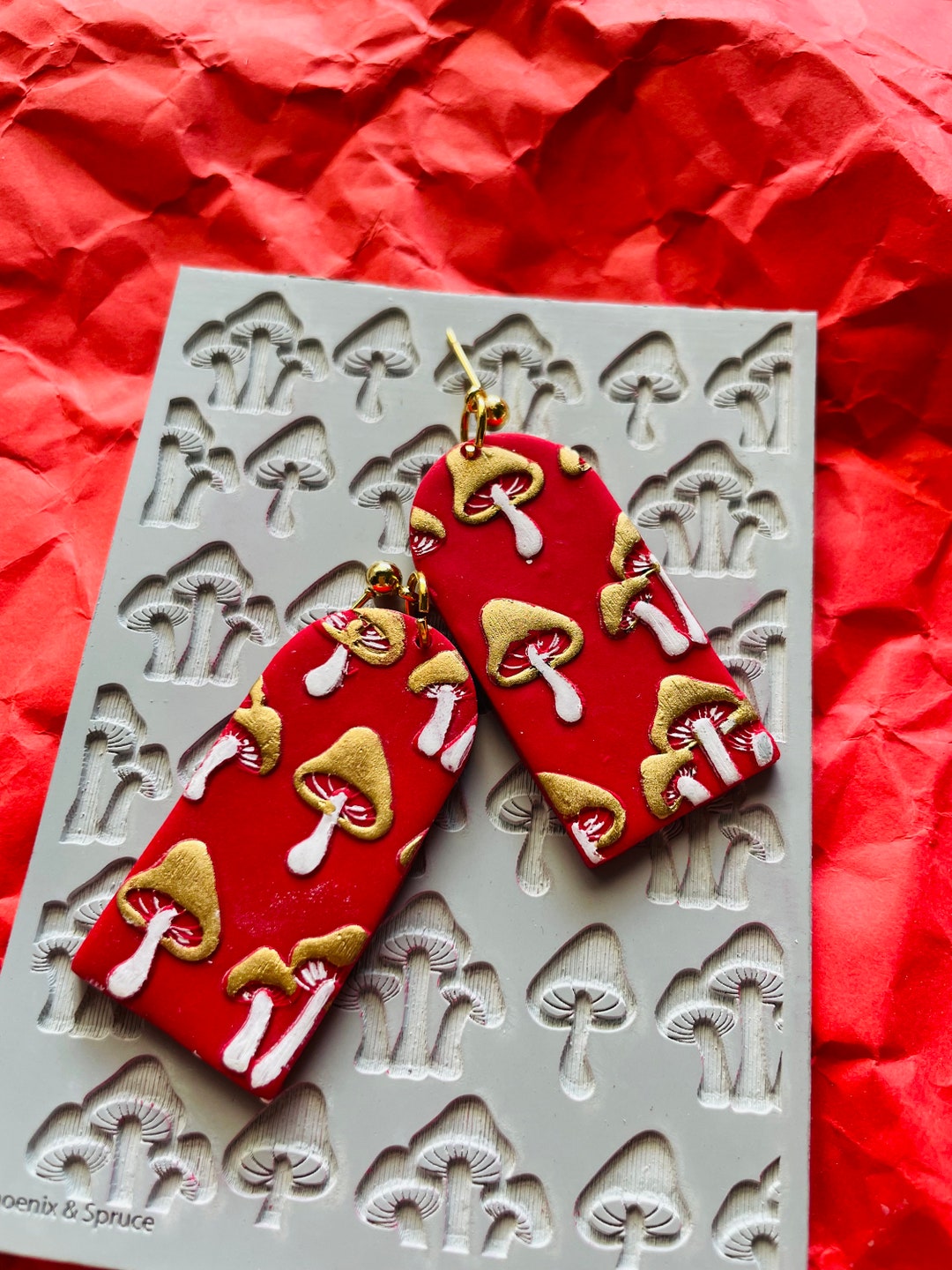 Mushrooms Texture Mat for Polymer Clay | Good Vibes Retro Shrooms Large ...