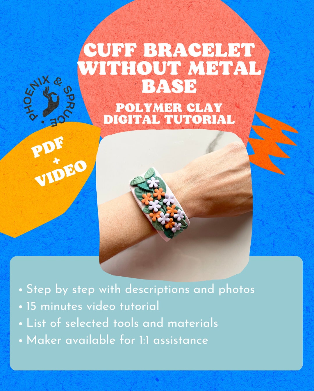 Polymer Clay Tutorial: Cuff Bracelet Without Metal Base | Digital ...