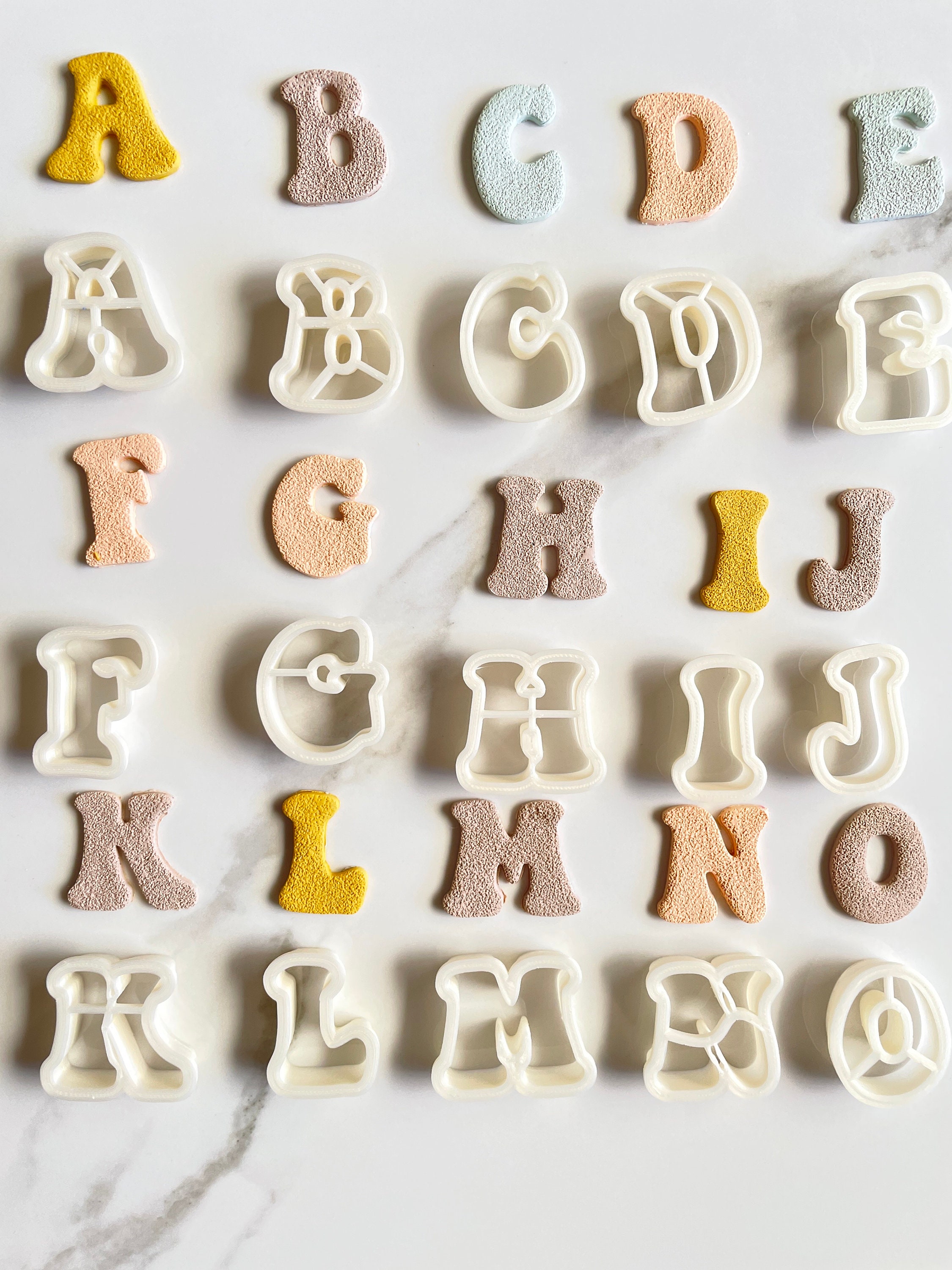 Polymer Clay Shape Cutter | Alphabet Letters Groovy Vintage Retro Mold ...