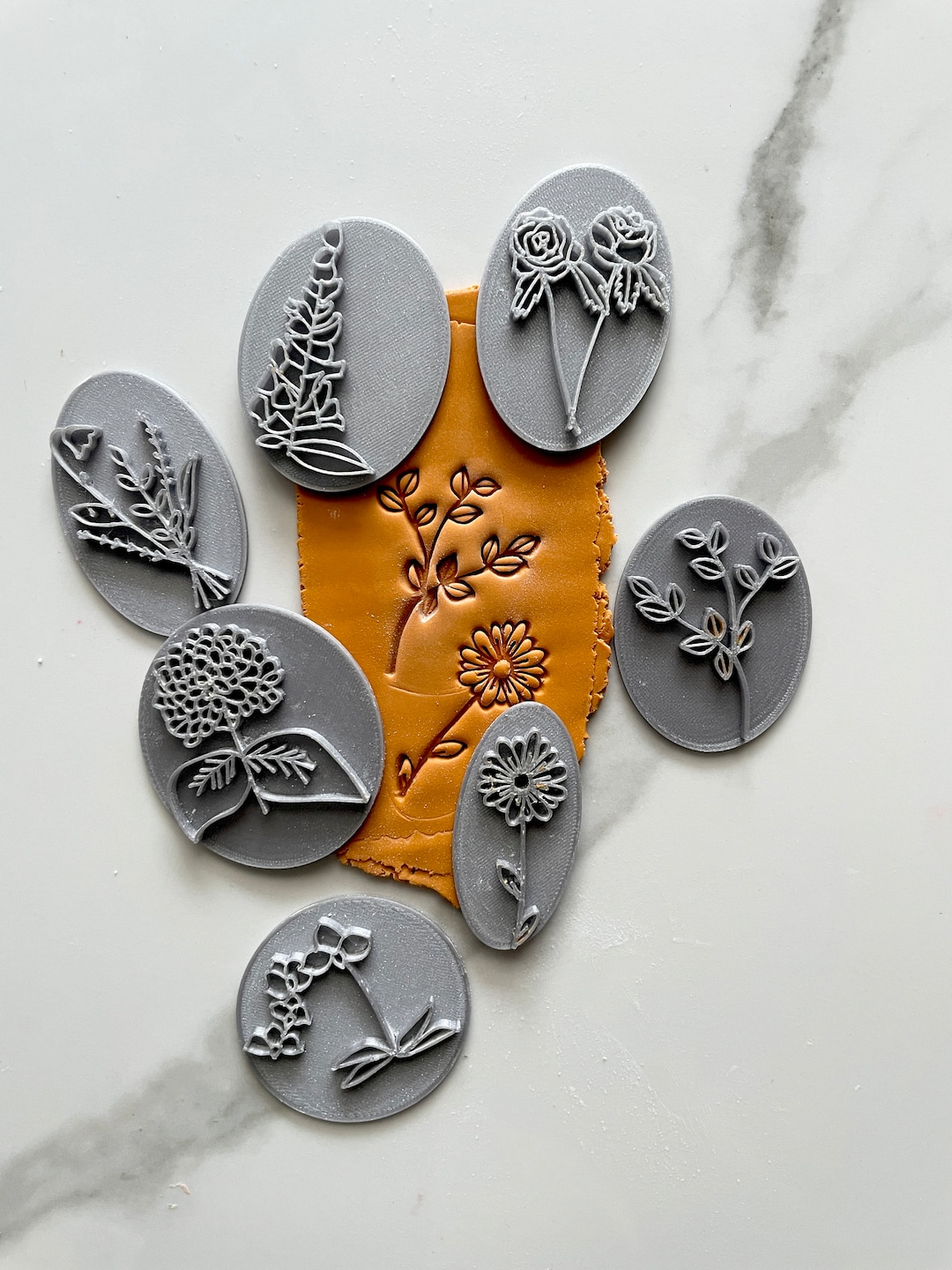 Botanical Polymer Clay Stamps | Embossing Stamps | Floral Soap Embosser ...