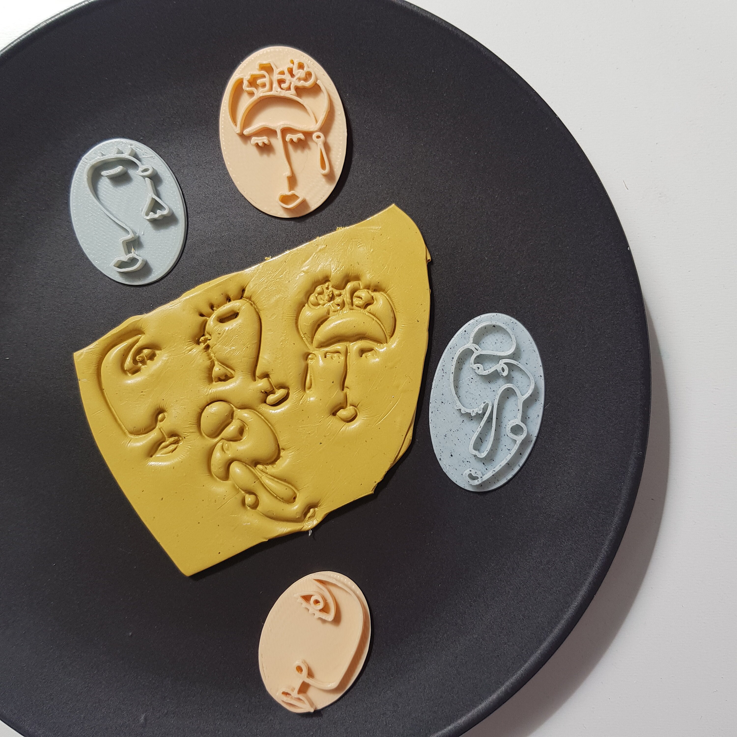Abstract Face Clay Embossing Stamps Polymer Clay Frida Stamp | Etsy