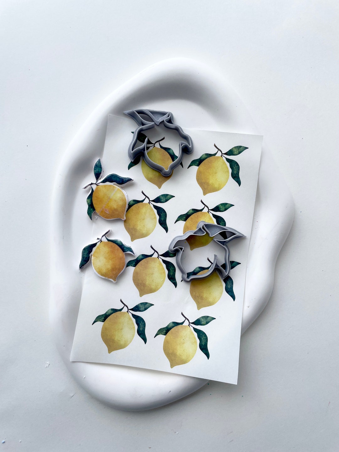 Lemon Clay Cutter With Matching Water Soluble Transfer Paper | Polymer ...