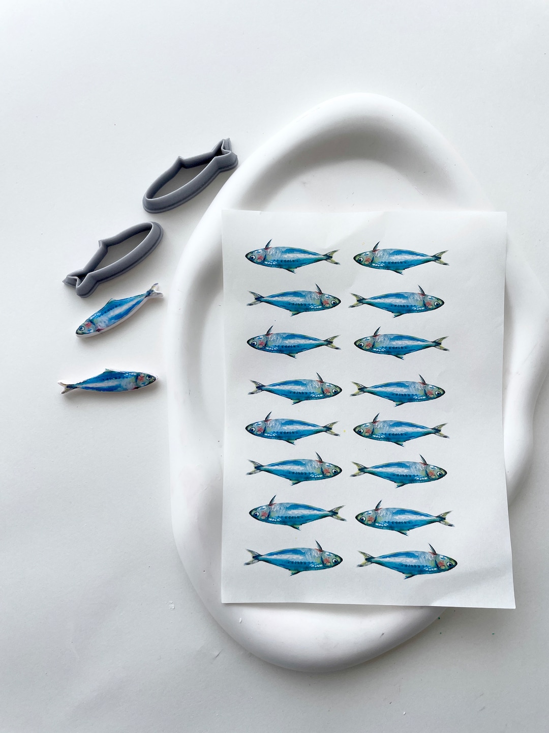 Fish Clay Cutter With Matching Water Soluble Transfer Paper | Sardine ...
