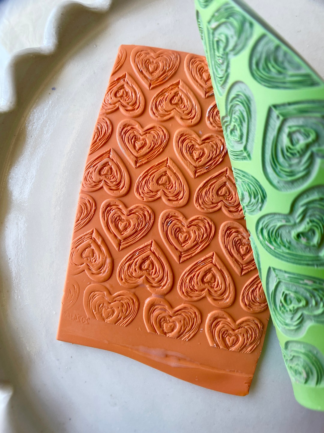 Clay Texture Mat | Fingerprint Hearts Texture for Polymer Clay Metal ...