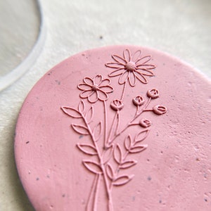 Polymer Clay Debossing Stamp | Flower Bunch Botanical Daisies Raised ...