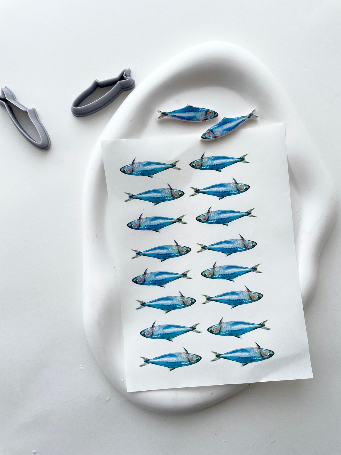 Fish Clay Cutter With Matching Water Soluble Transfer Paper | Sardine ...