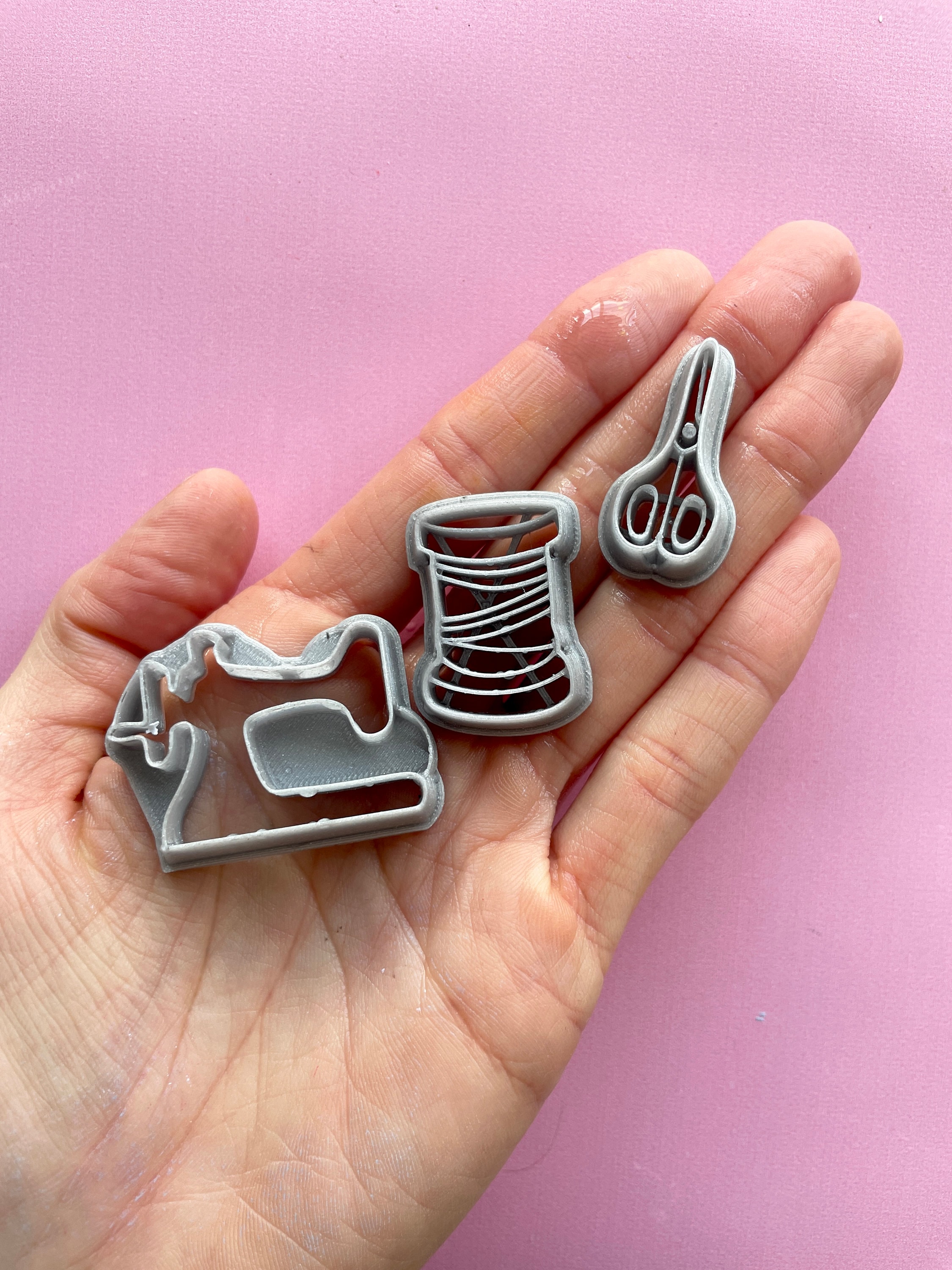 Clay Cutters With Sewing Theme | 3 Designs: Scissors, Cotton Spool and ...