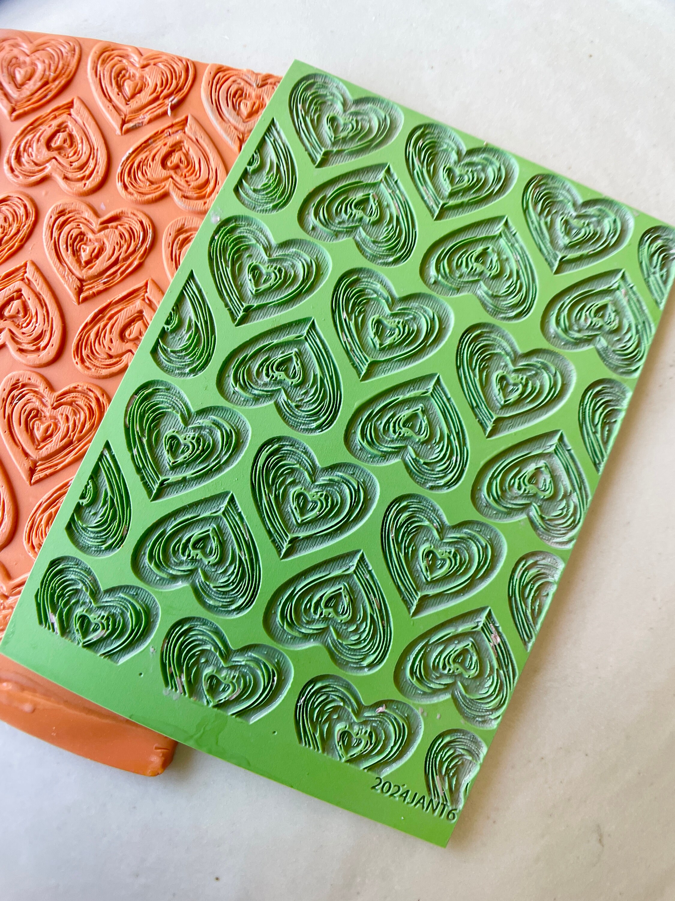 Clay Texture Mat | Fingerprint Hearts Texture for Polymer Clay Metal ...