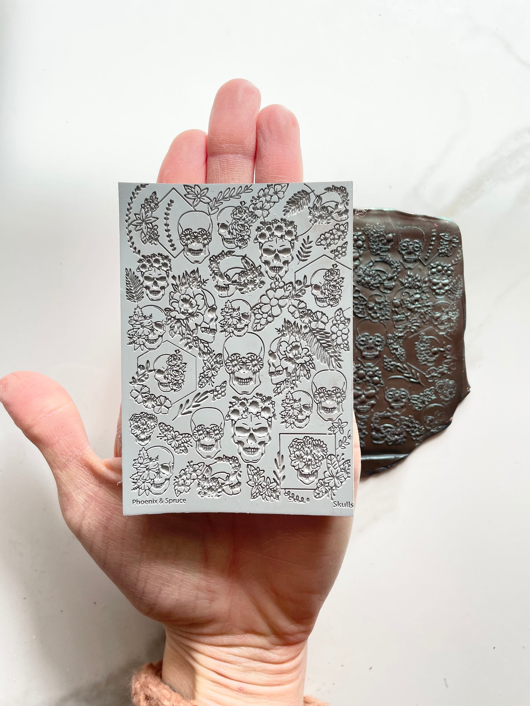 Polymer Clay Texture Mat | Skull Halloween Spooky Sugar Skull Maxi ...