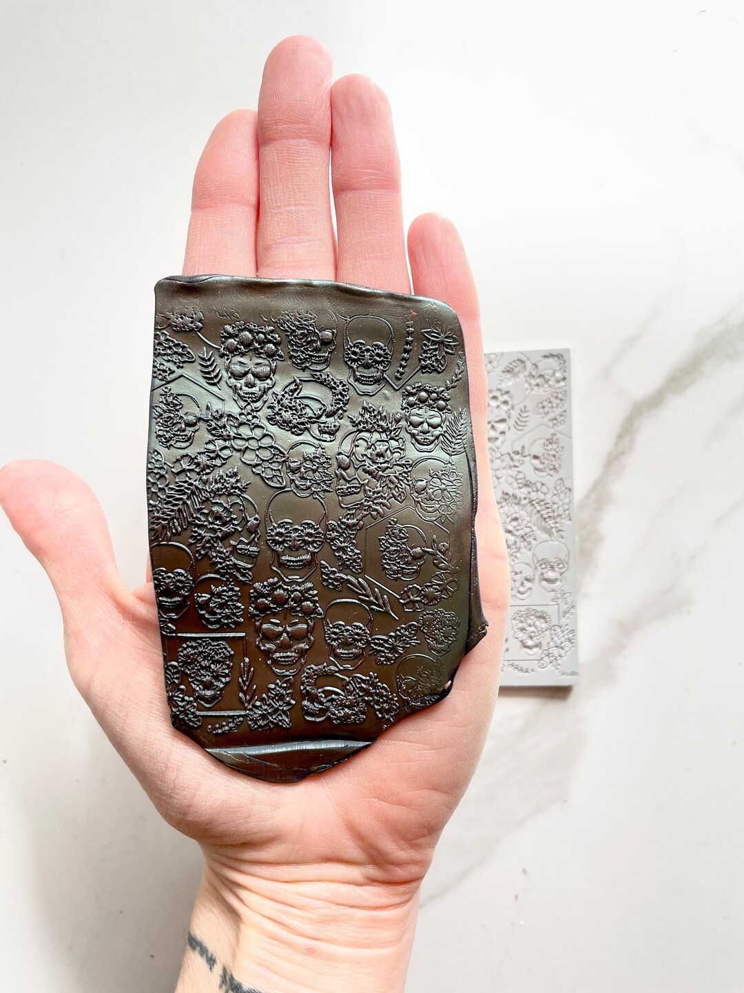 Polymer Clay Texture Mat | Skull Halloween Spooky Sugar Skull Maxi ...