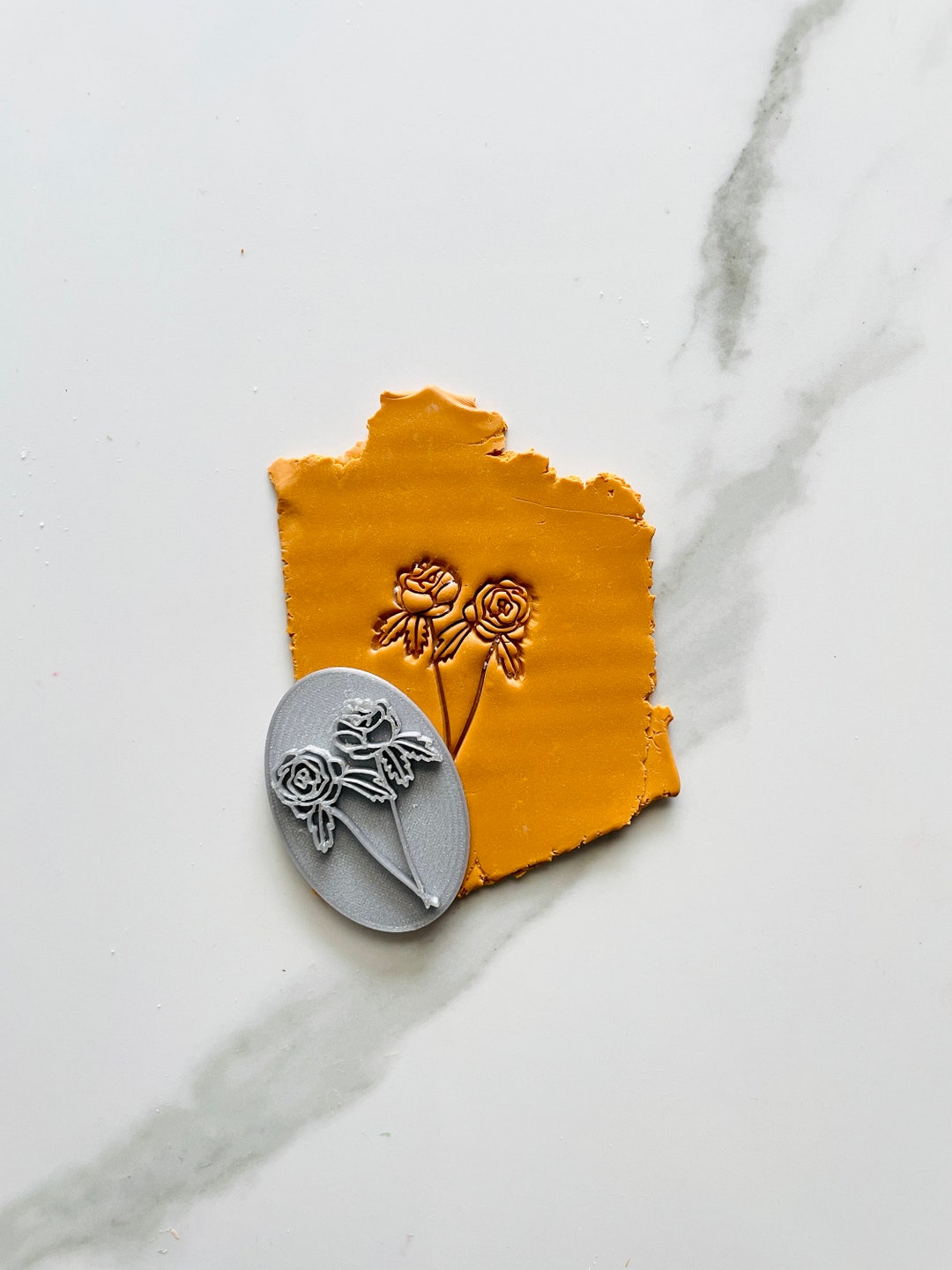 Rose Polymer Clay Stamps | Embossing Botanical Stamps | Floral Soap ...