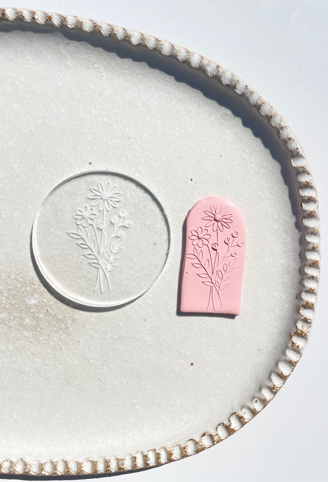Polymer Clay Debossing Stamp | Flower Bunch Botanical Daisies Raised ...