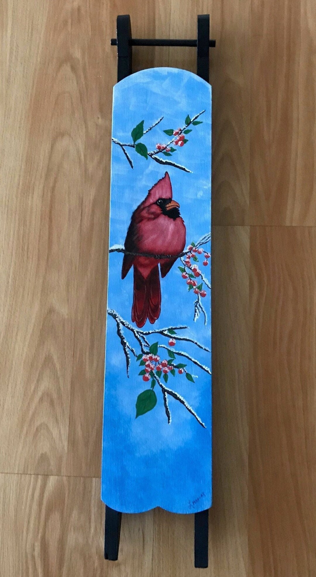 Hand-painted Cardinal Slim Sled - Etsy
