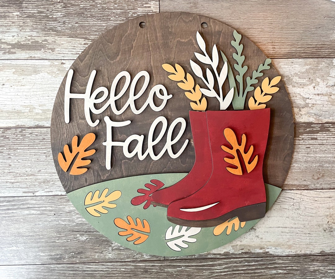 Hello Fall Door Hanger | Door Decor | Craft Kit | Paint Kit | Fall ...