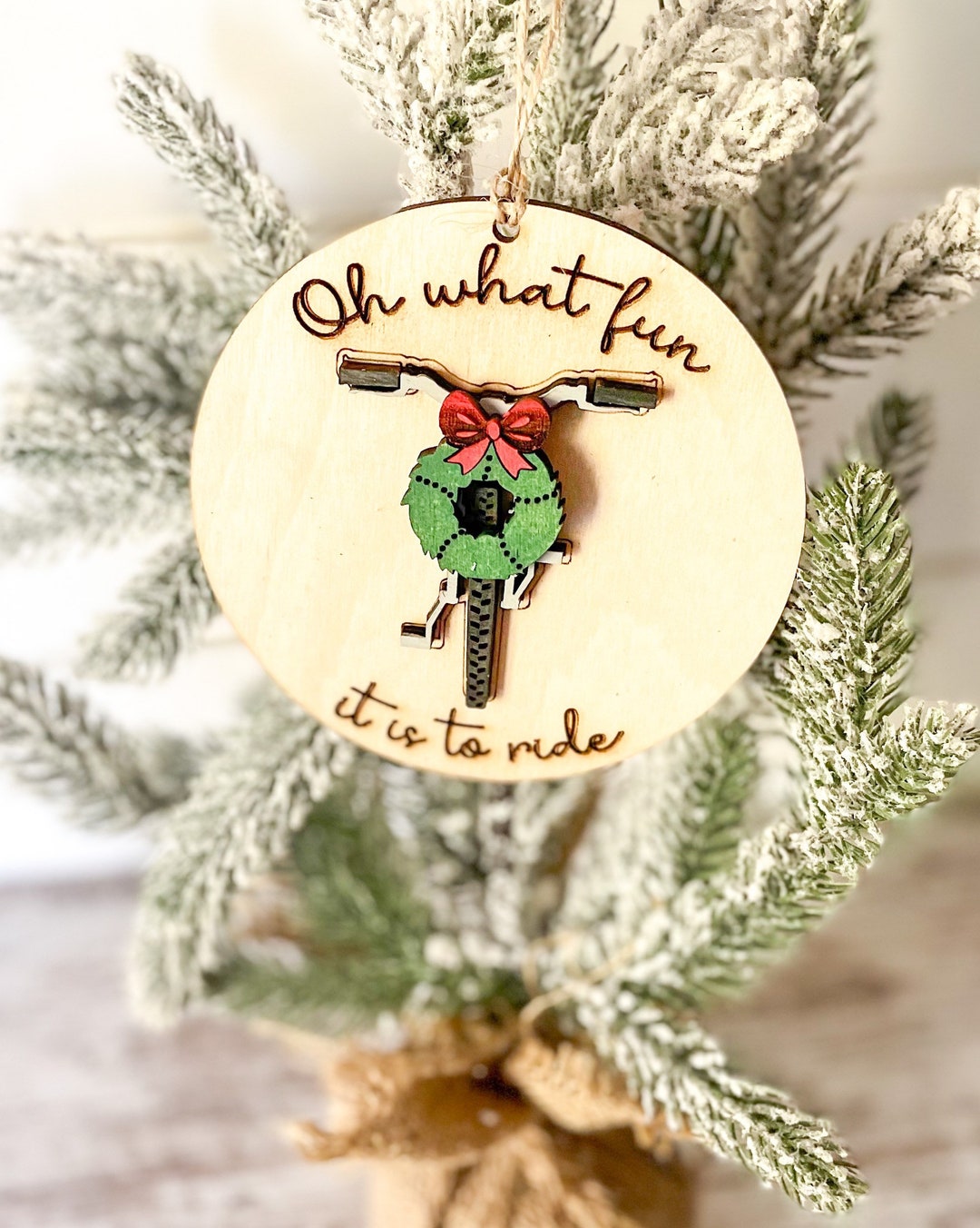 Oh What Fun Bicycle Ornament Bike Lovers Christmas Gift Wood Ornament Gift Tag Keepsake Biking ...