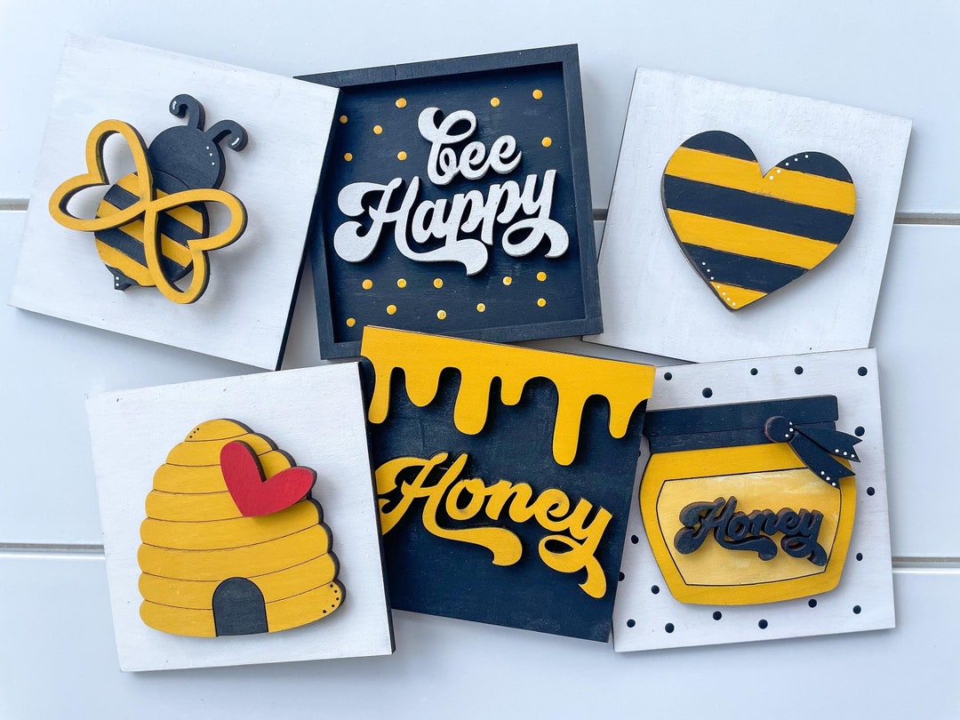 Mini Bee Wood Signs | DIY Craft Kit | DIY Home Decor | Summer Bee Signs ...