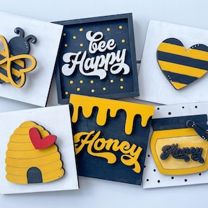 Mini Bee Wood Signs DIY Craft Kit DIY Home Decor Summer Bee Signs ...