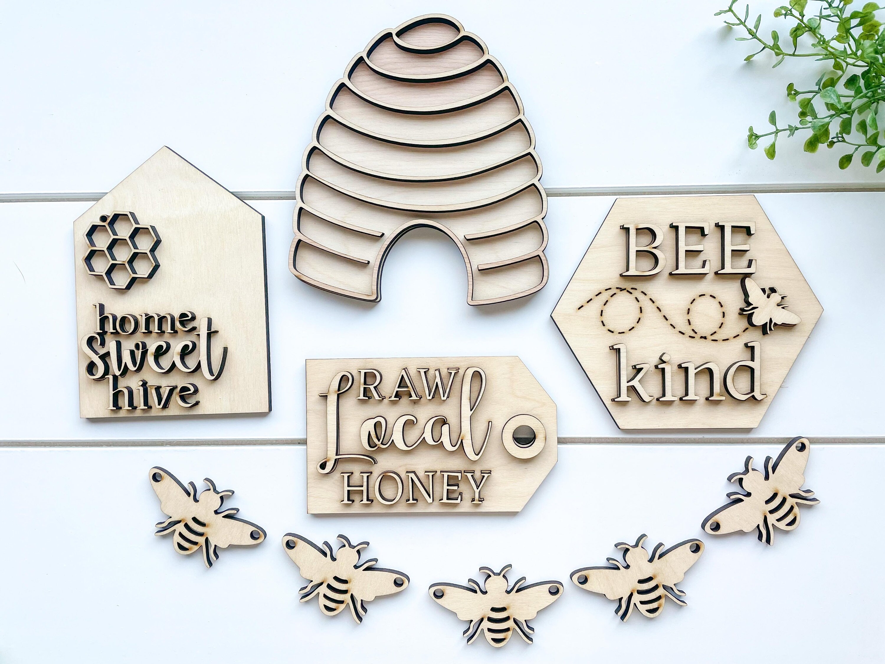 Bee Kind Tiered Tray Craft DIY Kit Tray Decor Wood Craft Summer Mini ...
