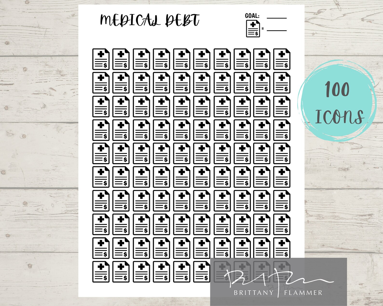 Medical Debt Payoff Tracker Medical Debt Chart Letter Size | Etsy