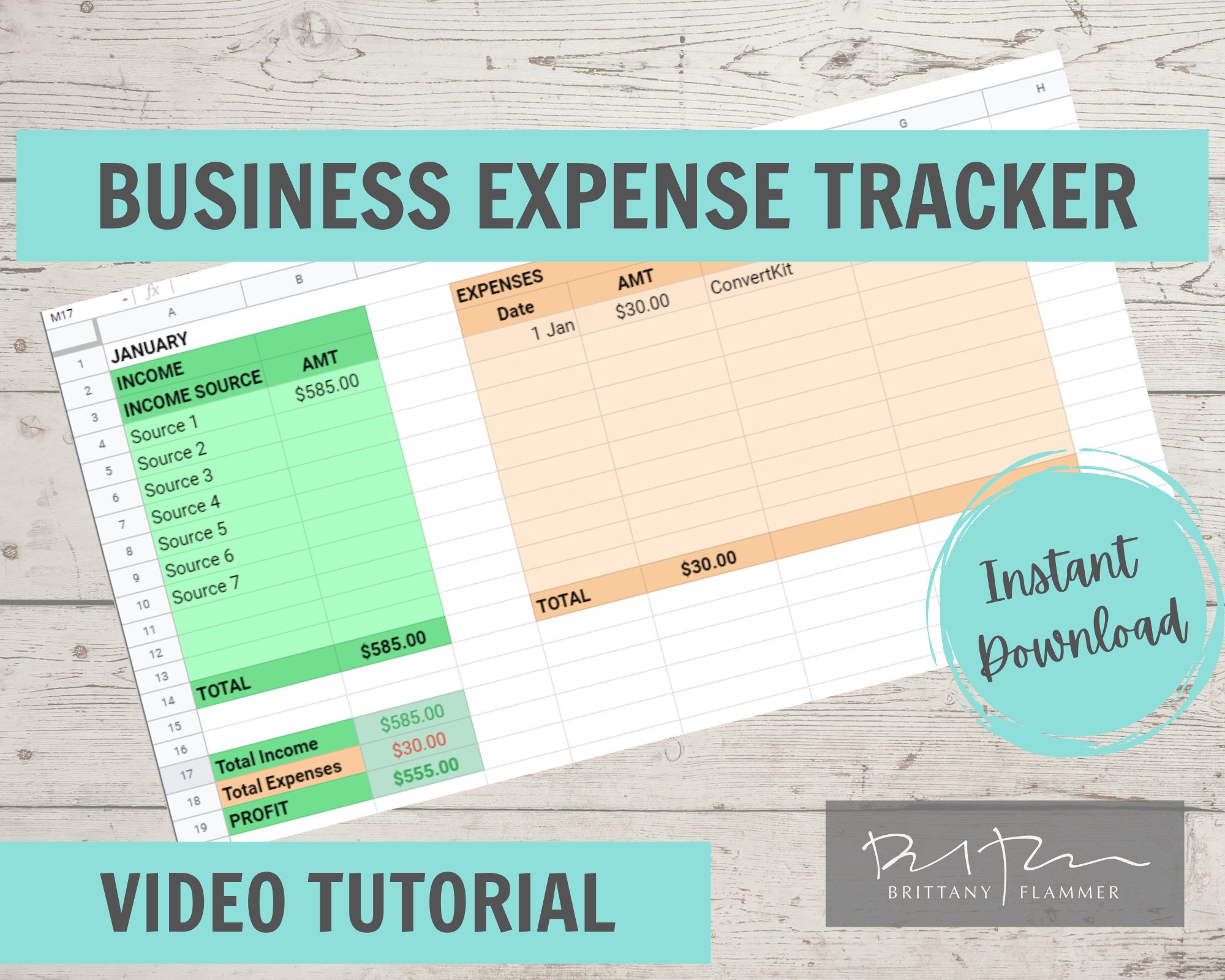 Business Expense Tracker Income and Expense Tracker GOOGLE | Etsy