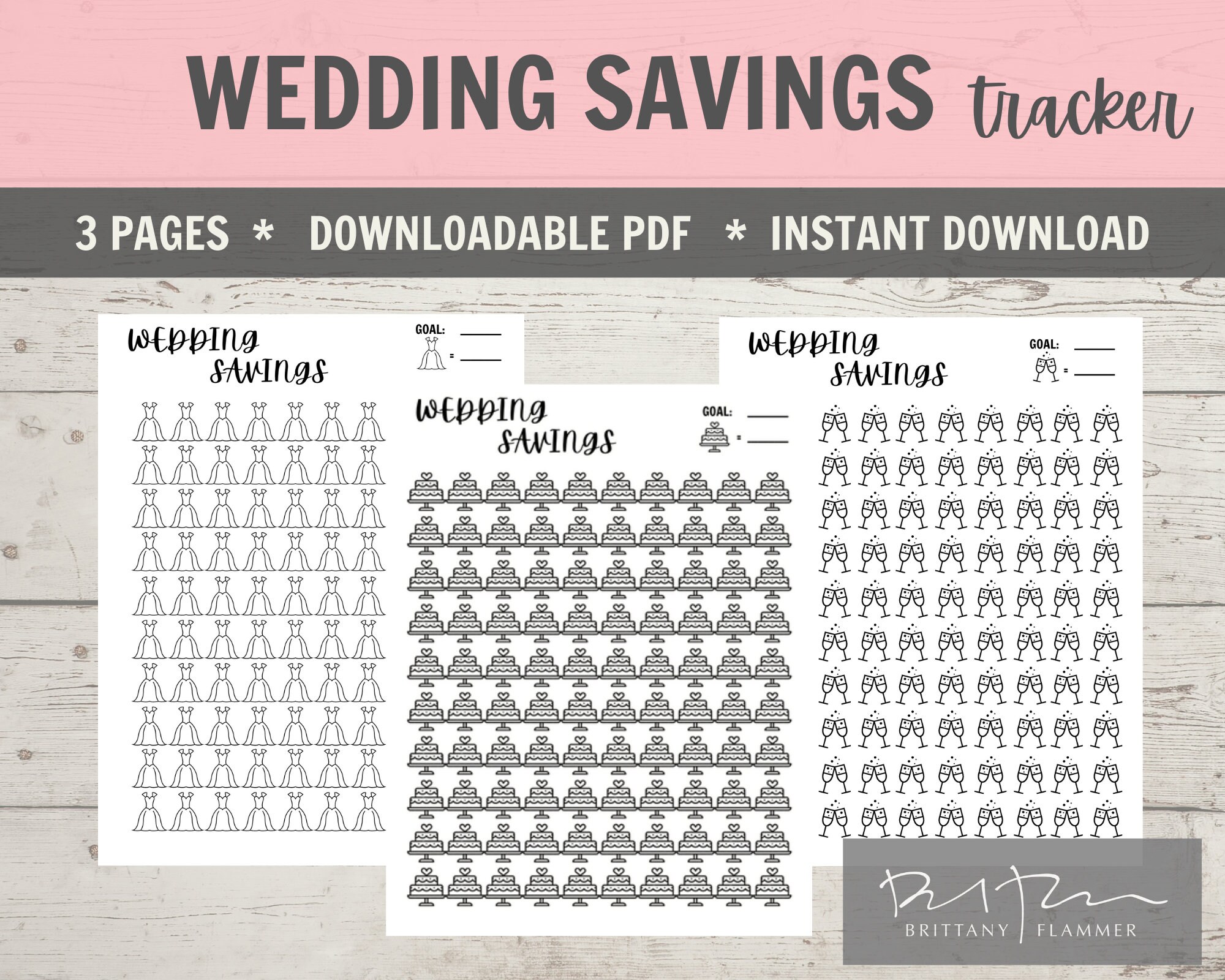 Printable Wedding Savings Tracker, Wedding Fund, Wedding Budget ...