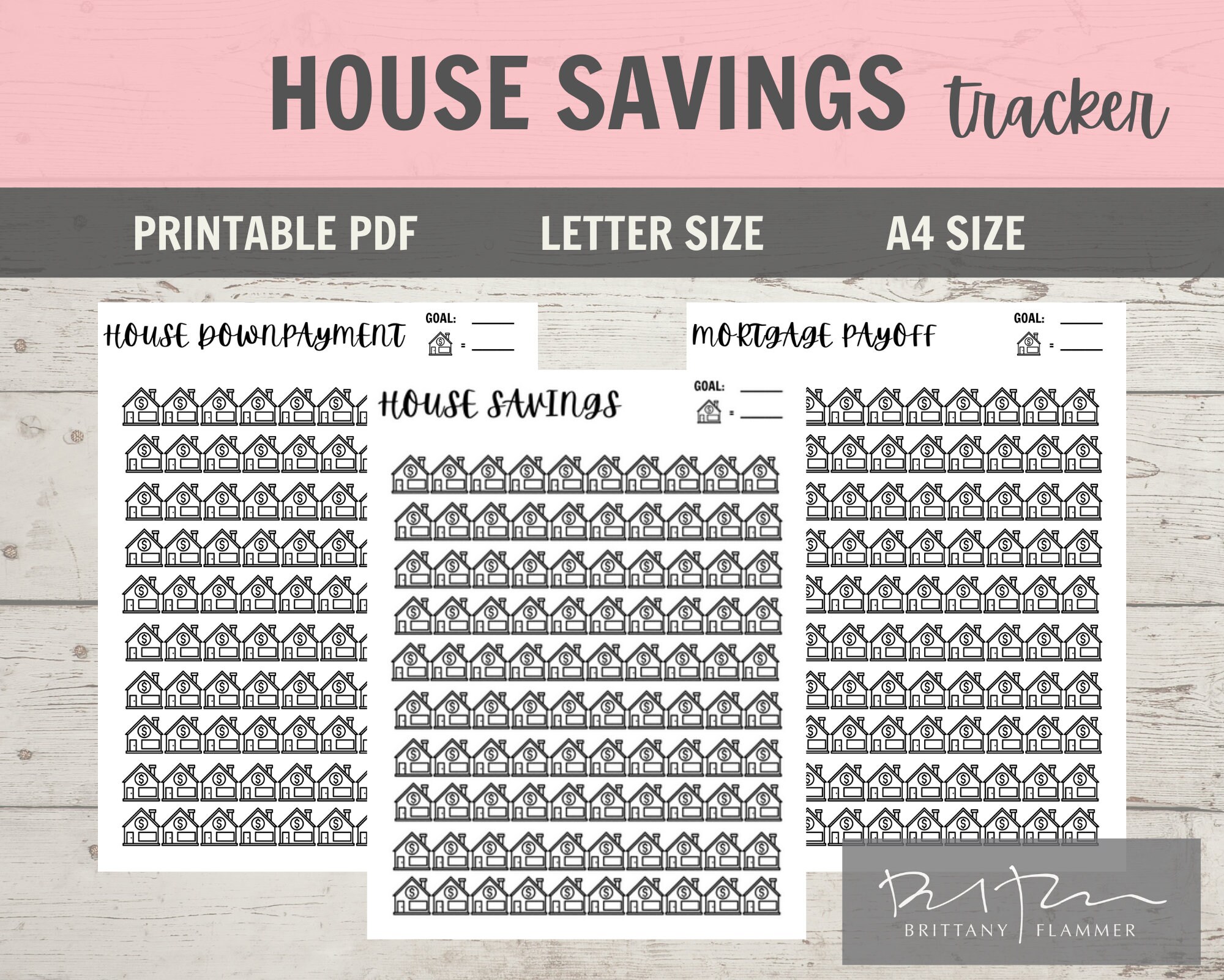 Printable House Savings Tracker, Down Payment Tracker, Mortgage Payoff ...