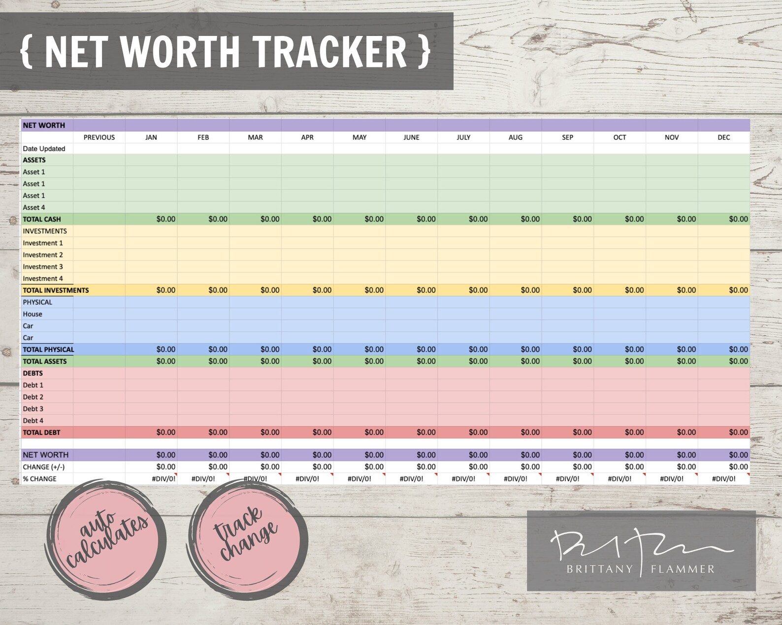 Monthly Budget Template Net Worth Tracker Google Sheets - Etsy