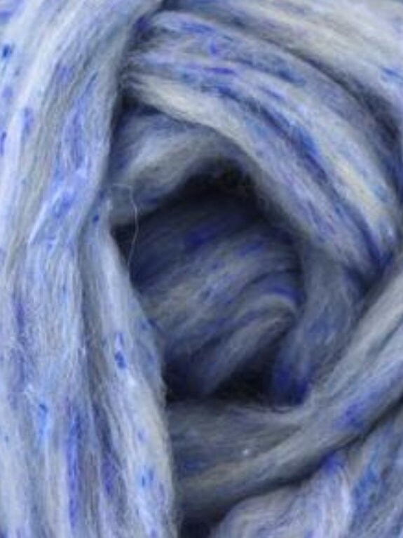 4 oz blue tweed blend South American wool spinning fiber | Etsy