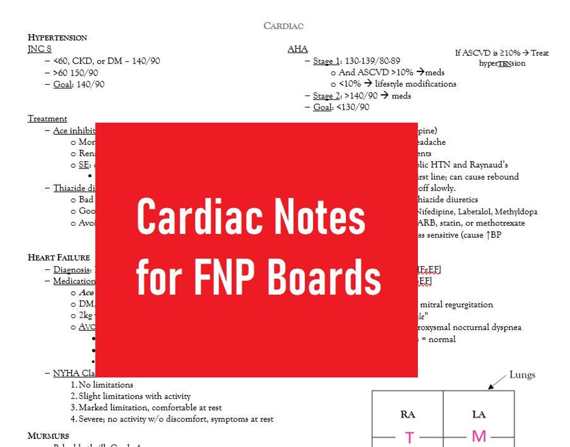 Cardiac Notes for FNP Boards 2022 - Etsy