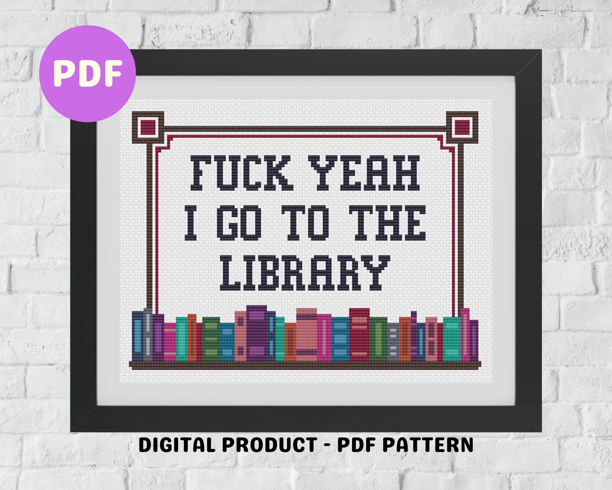 Library Cross Stitch Pattern PDF Digital Cross Stitch - Etsy
