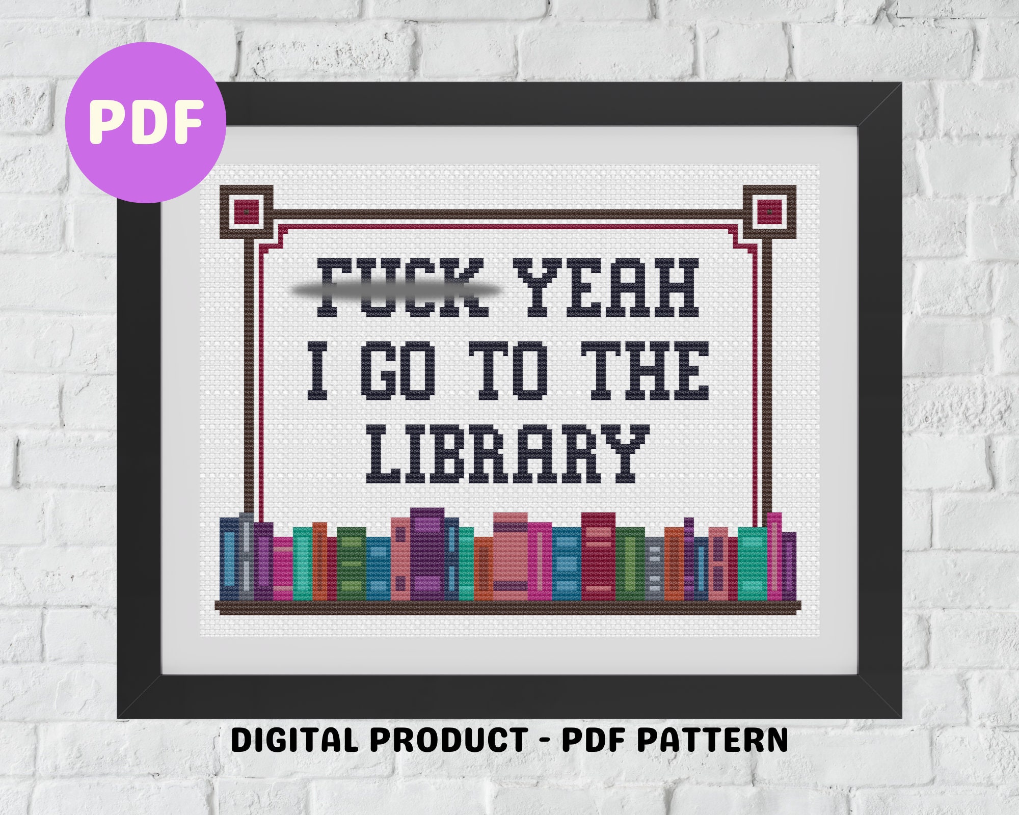 Library Cross Stitch Pattern PDF Digital Cross Stitch - Etsy