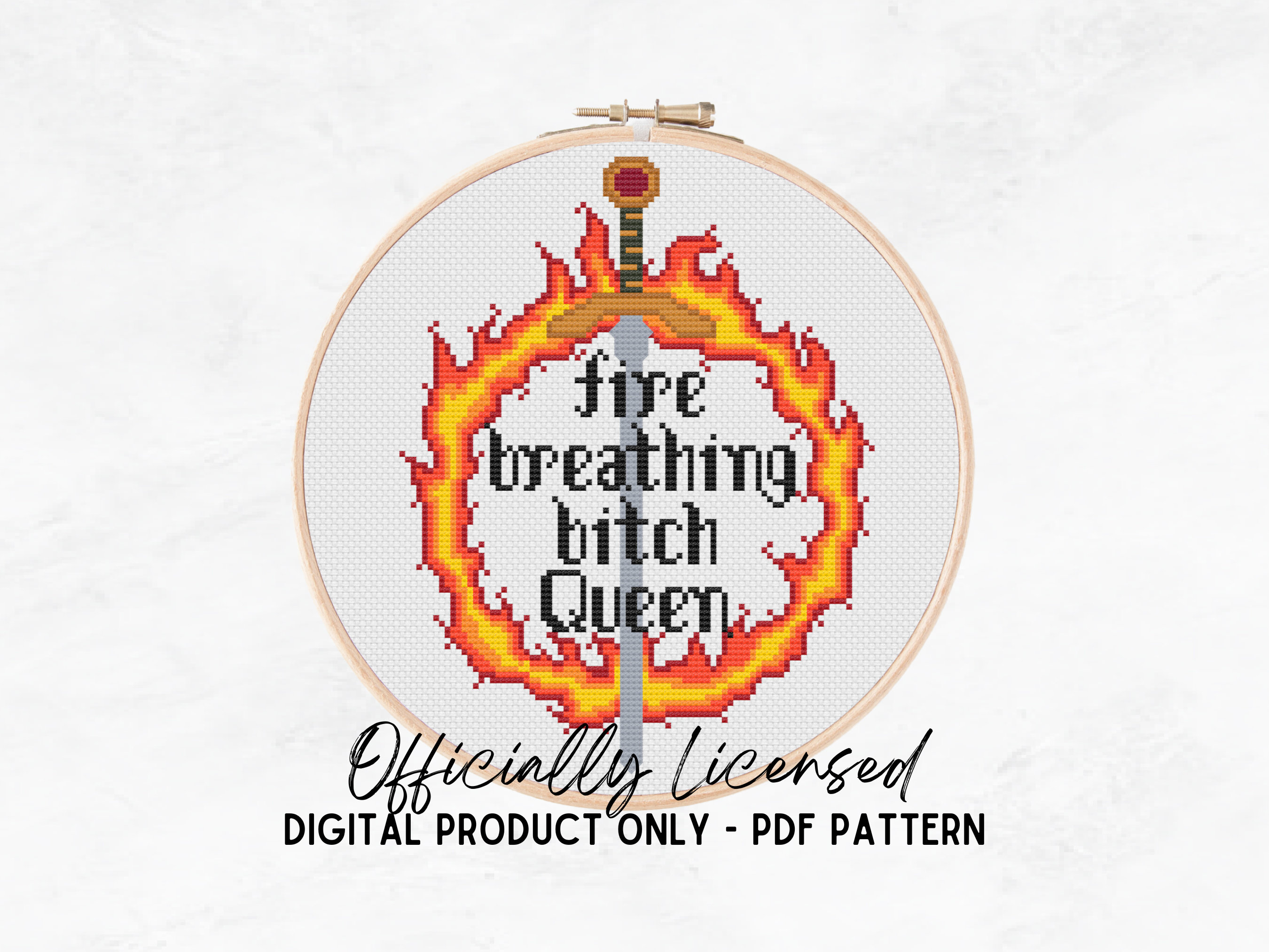 Fire Breathing Bitch Queen Throne Of Glass Cross Stitch Pattern Aelin Cross Stitch Pattern
