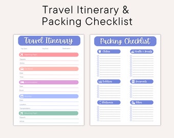 Digital Travel Itinerary & Packing Checklist - Etsy