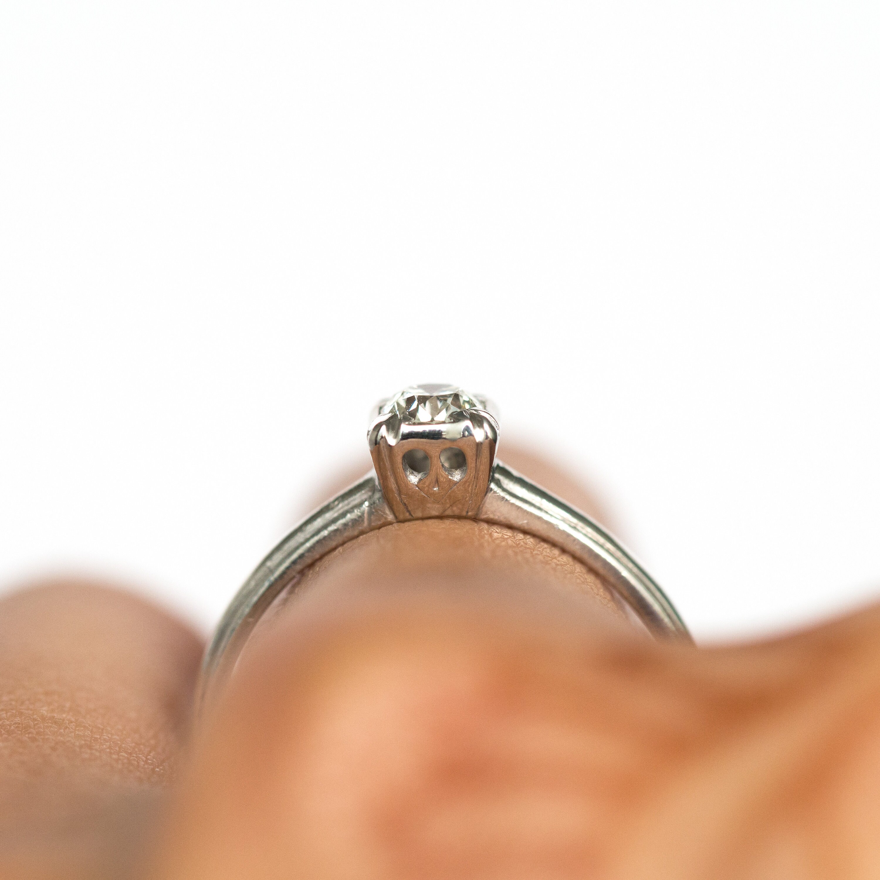 Circa 1915 Art Deco Platinum .40ct Antique Cushion Diamond Engagement ...