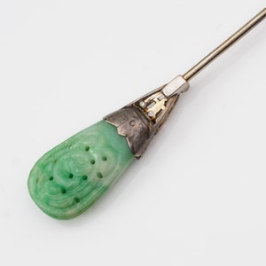 Victorian 1880s Jabot Jade Pin With Diamonds, Platinum, and Gold, ATL ...