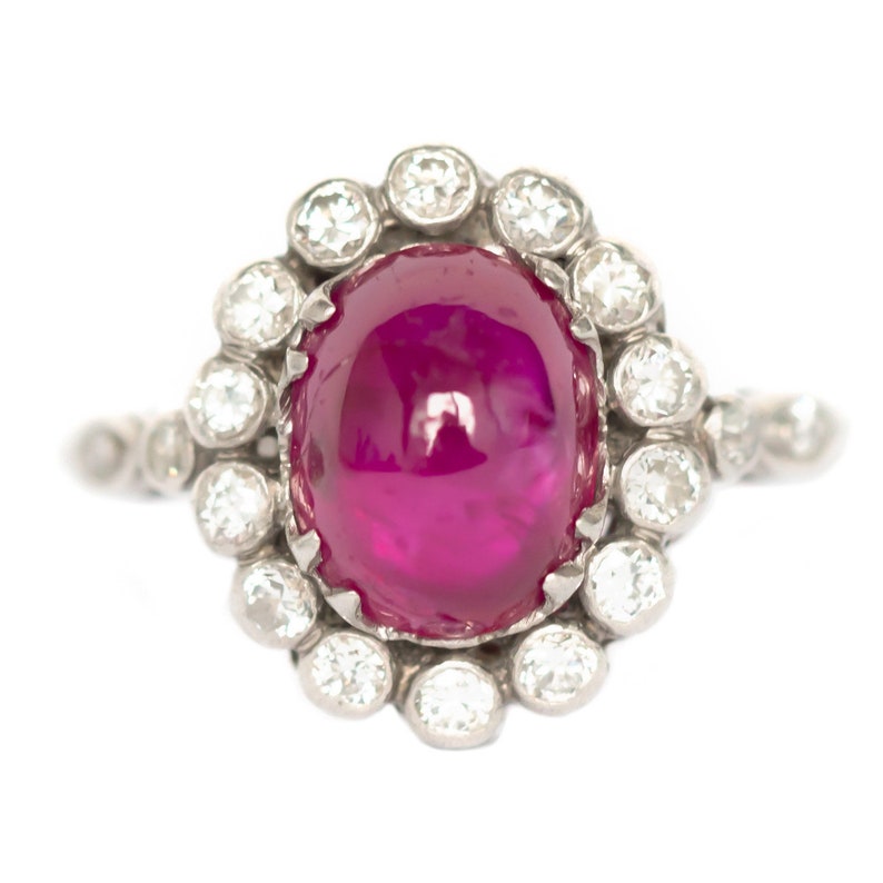 Circa 1910 Edwardian Platinum 3.50ct. Ruby With .40cttw Old - Etsy
