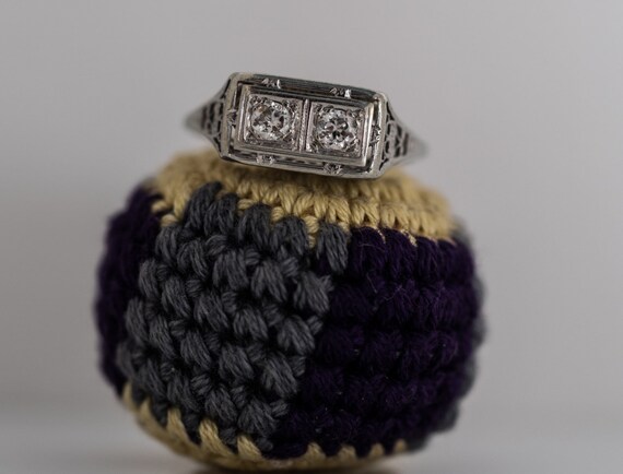 1940's Antique 14K Gold two stone engagement ring with | Etsy