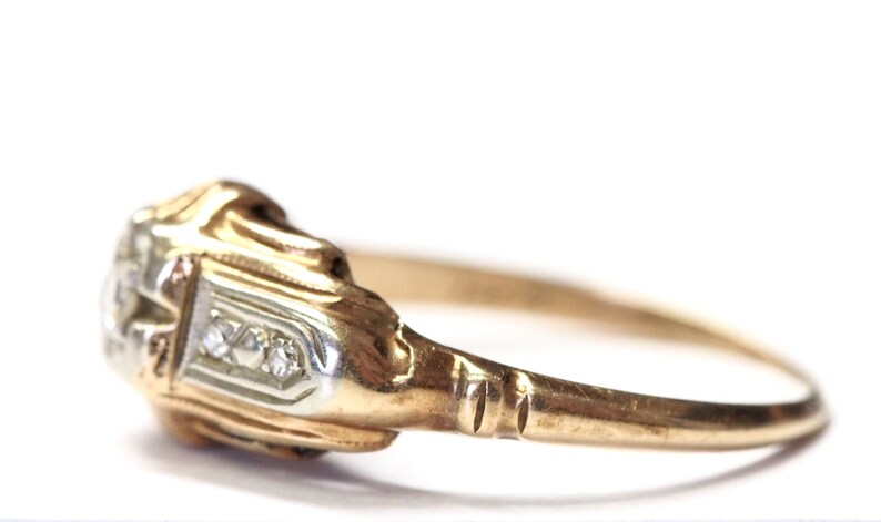 Antique Engagement Ring 14k Gold Diamonds VEG 87 | Etsy