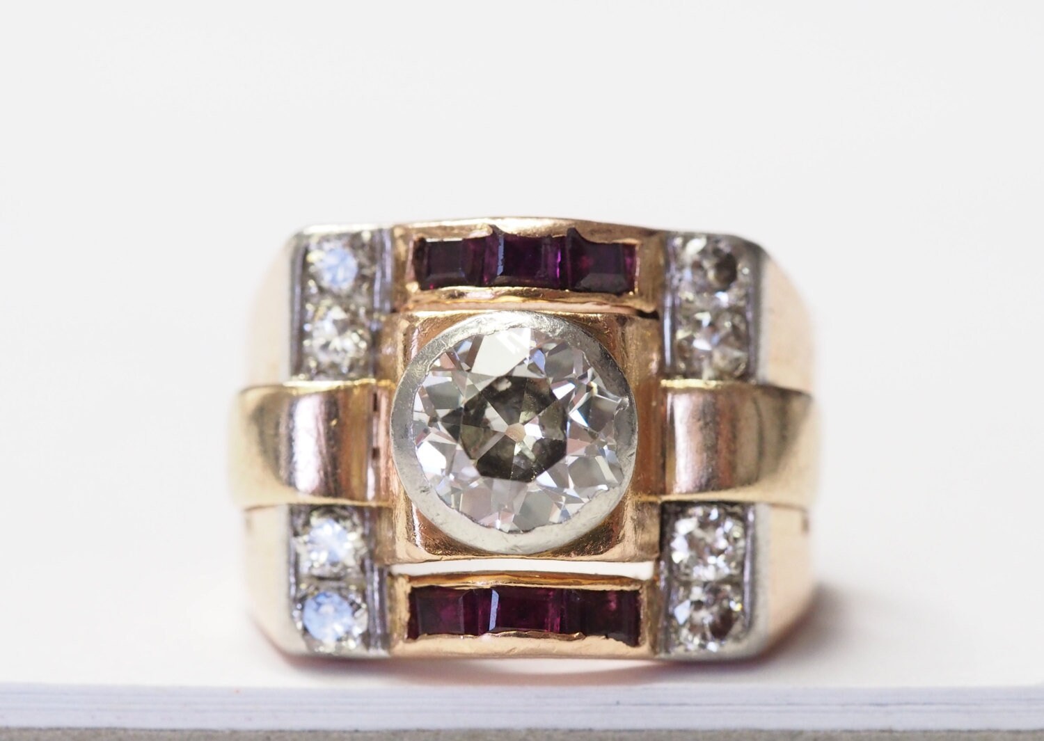 Antique Old Miner Engagement Ring 14k 1.20 cttw VEG 88 | Etsy