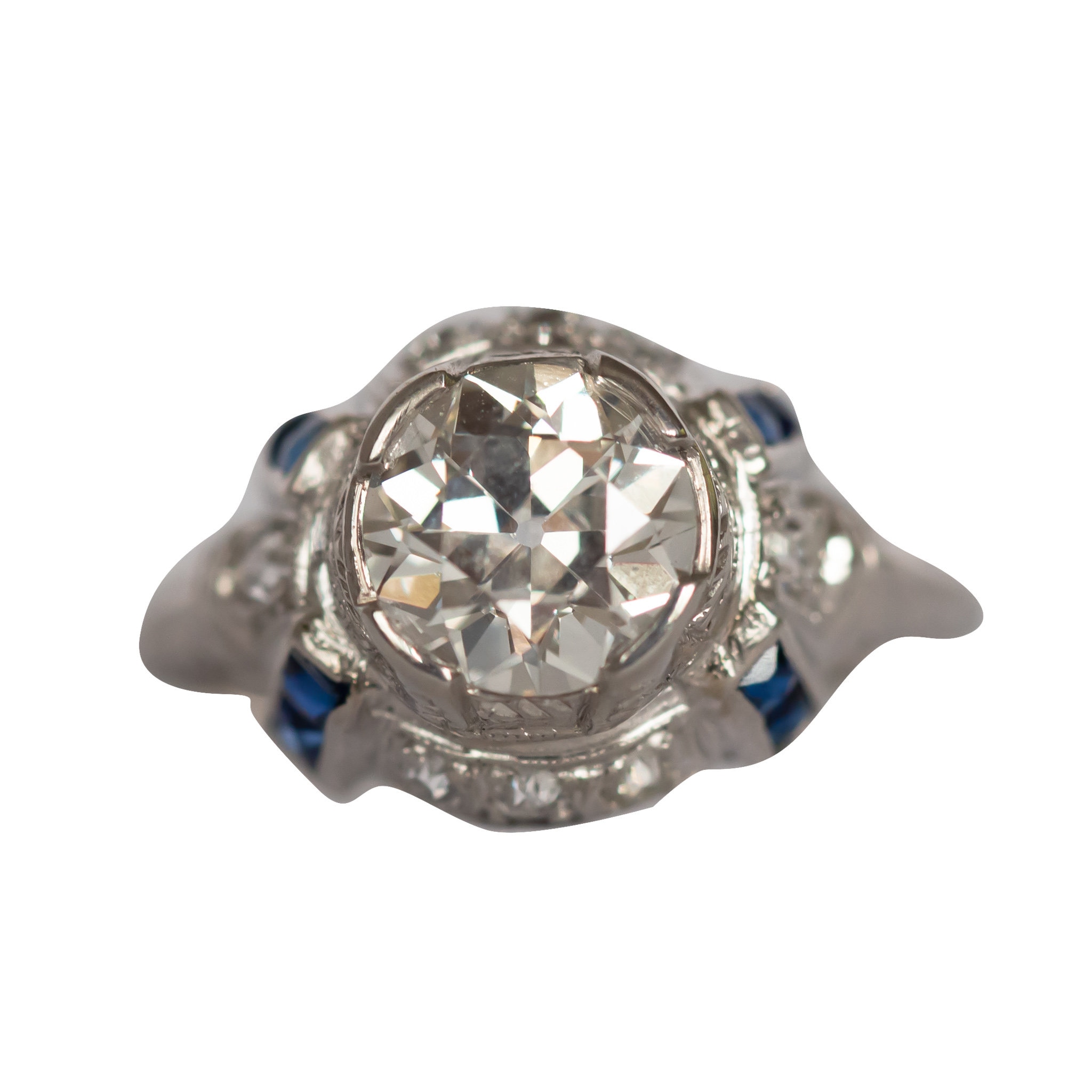 Circa 1930 Art Deco Platinum 1.42ct Old European Brilliant Diamond ...