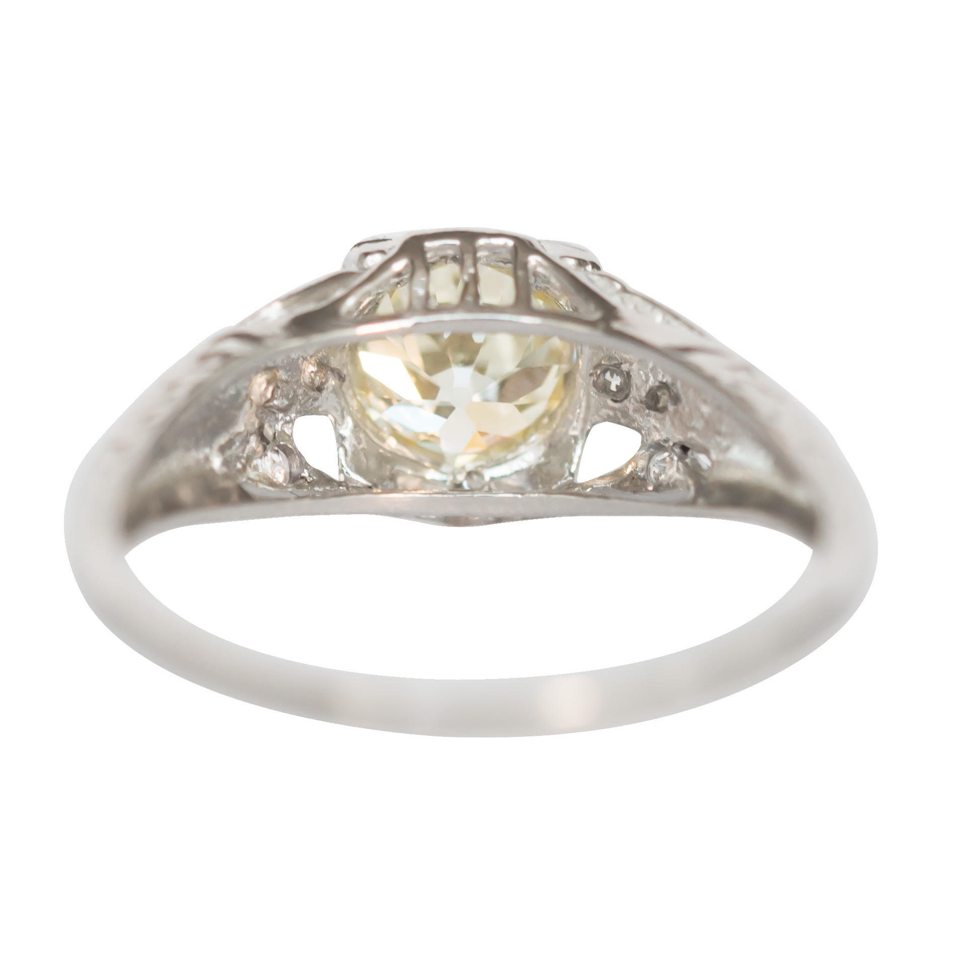 Circa 1930 Art Deco Platinum 1.00ct Old European Brilliant and .10cttw ...