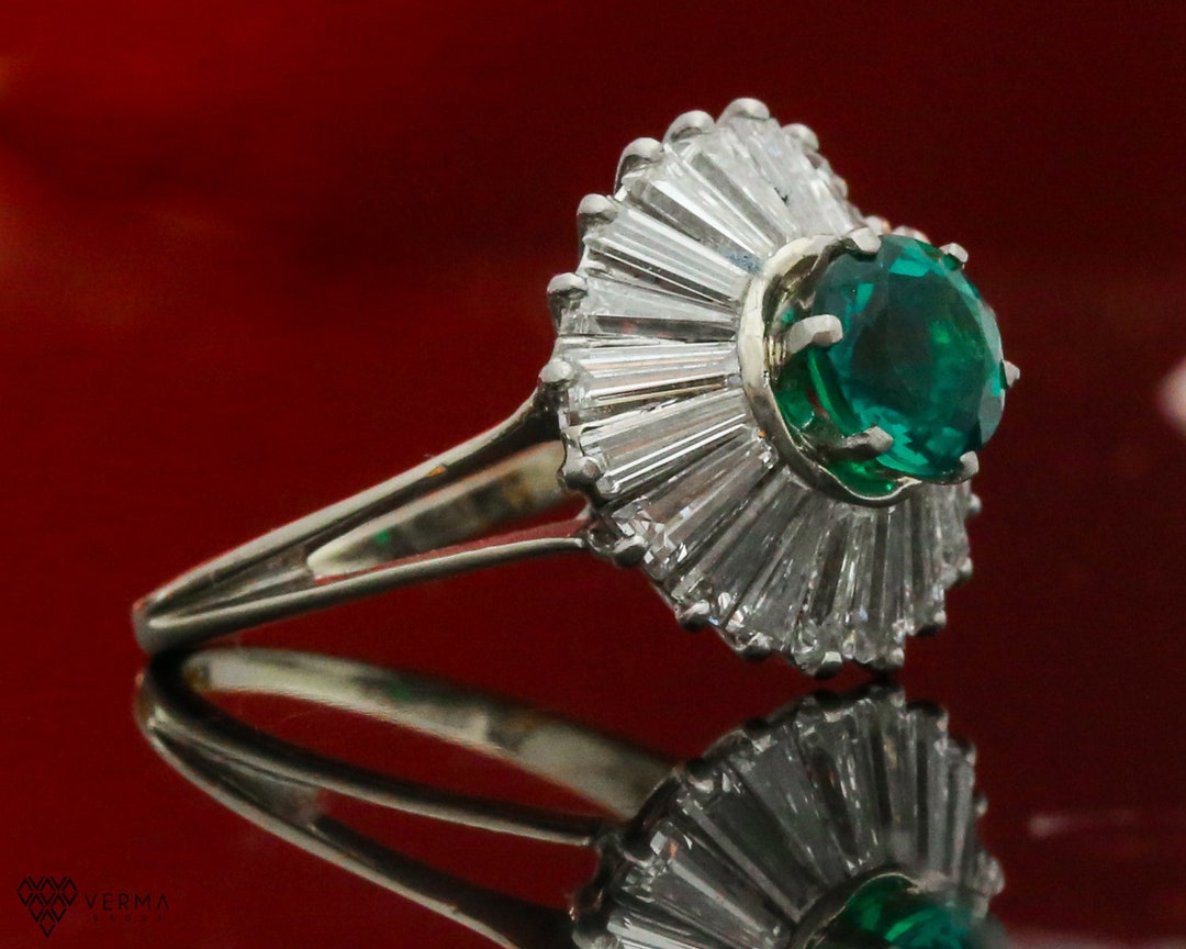 Vintage 1950s Emerald & Diamond Cocktail/birthstone Ring 1.25cttw, ATL ...