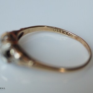 1920's Three Tone 1/4ct Old European Cut Diamond Enagement Ring With ...