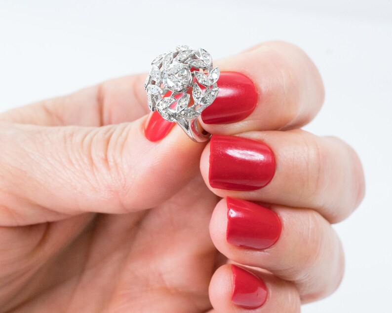 Circa 1950s 0.40 Carat Old European Diamond 18K White Gold & Platinum ...